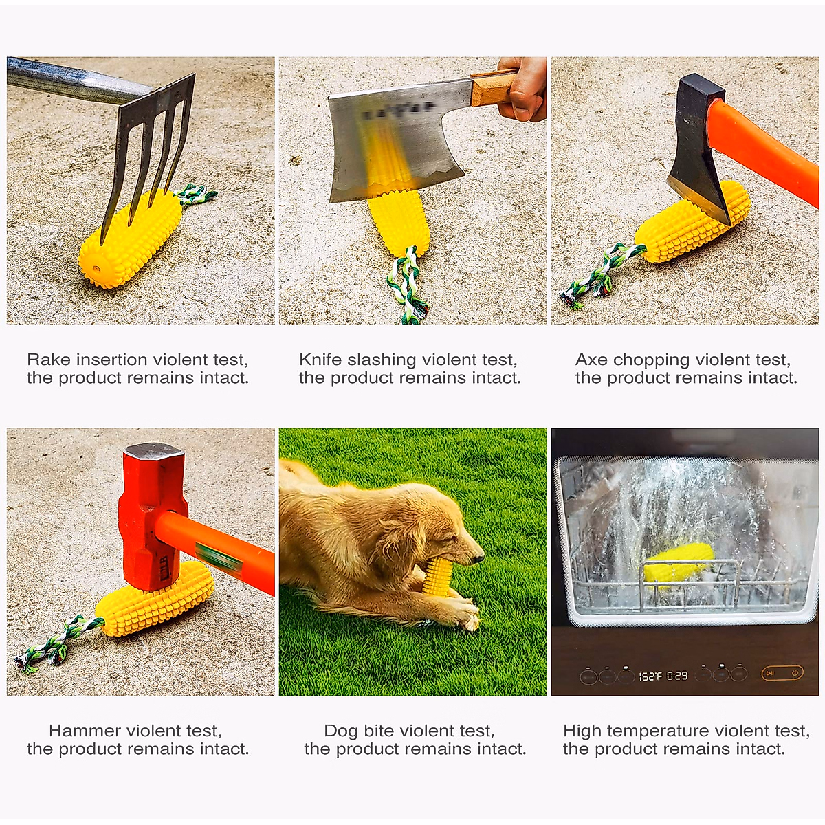 AGIEG Dog Toy Corn Yellow Puppy Squeaky Toys Pet Durable Chewing Toothbrush Cleaning Back Teeth, Add Toothpaste, Chew Toy for Mediun and Large Dogs,All Breed Size