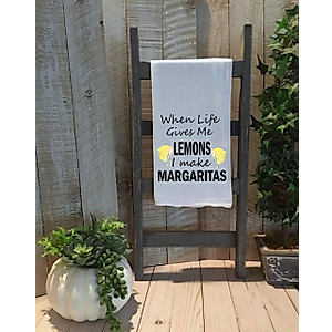 When Life give me Lemons i Make Margaritas - Dish Towel Kitchen Tea Towel Funny Saying Humorous Flour Sack Towels Great Housewarming Gift 28 inch by 28 inch, 100% Cotton, Multi-Purpose Towel