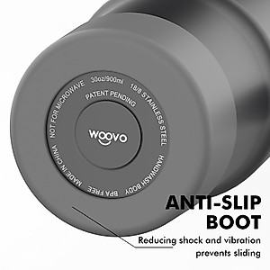 WOOVO 30 oz Tumbler with Lid and Straw, Insulated Water Bottle with Handle for Adults, BPA Free Travel Mug Reusable Double Wall Stainless Steel Cup Stay Cold Hot, Black