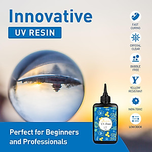 Bsrezn 400g UV Resin Hard, Crystal Clear UV Cure Epoxy Resin Kit Premixed Resina UV Transparent Solar Activated Glue for Jewelry Making Fast Curing