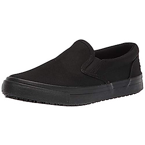 Skechers Women's Canvas Slip on Food Service Shoe, Black, 7.5