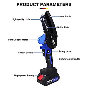 600W Electric Super Power Chainsaw & Battery Sharpening Saw Wood Cutter Garden Tool