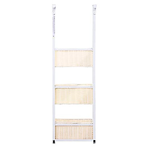 SEI Furniture Over-The- Door 3-Tier Woven Basket Storage, White