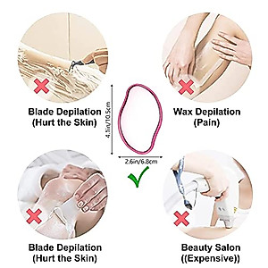 Crystal Hair Eraser for Women and Men, Crystal Hair Remover Magic Hair Eraser Portable Epilator Painless Exfoliation Hair Removal Tool for Arms Legs and Back - Fast & Easy, Reusable & Washable - Pink