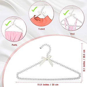 12 Pieces Pearl Beaded Clothes Hanger Mini Small Pearl Clothes Hangers Pearl Beads Metal Elegant Clothes Hangers with Ribbon Standard Hangers for Kids Baby Children Pet Cat Dog Clothes (White)