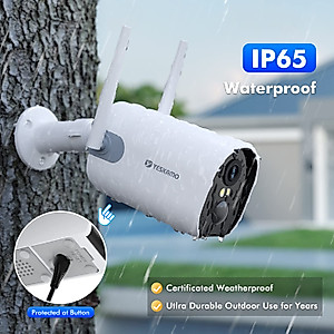 Wireless Outdoor Security Camera, 10400mAh Rechargeable Battery Powered WiFi Camera YESKAMO 1080P Surveillance Camera for Home Security Wire Free Battery Camera Dual Antenna Motion Dection 2 Way Audio