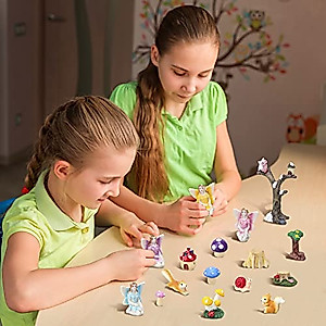 40 Pcs Fairy Garden Accessories Fairy Garden Miniatures Figurines Outdoor Fairy Garden House Kit Fairy House and Fairies for Fairy Garden Girl Fly Wing Dollhouse Decor for Home Garden Lawn Decoration