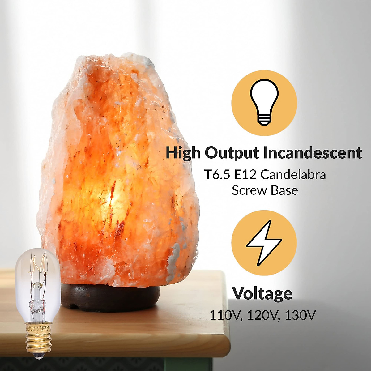 Simba Lighting T6.5 25W Replacement Bulb (6 Pack) for Himalayan Salt Rock and Basket, Plug in Aromatic Wax Warmer, Night Light, Mini Tube Shape, 120V, E12 Candelabra Base, Dimmable, 2700K Warm White