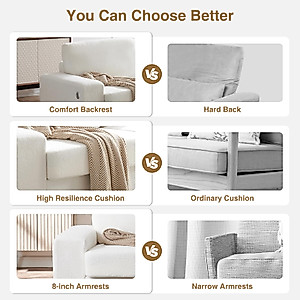 FiveWillowise Comfy Couch, 79-inch Love Seat Couches, Cream Couch, Deep Seat Sofa with Charging Ports and Solid Wood Legs, Cloud Couch Sofa, Small Couches for Living Room Apartment Office, White