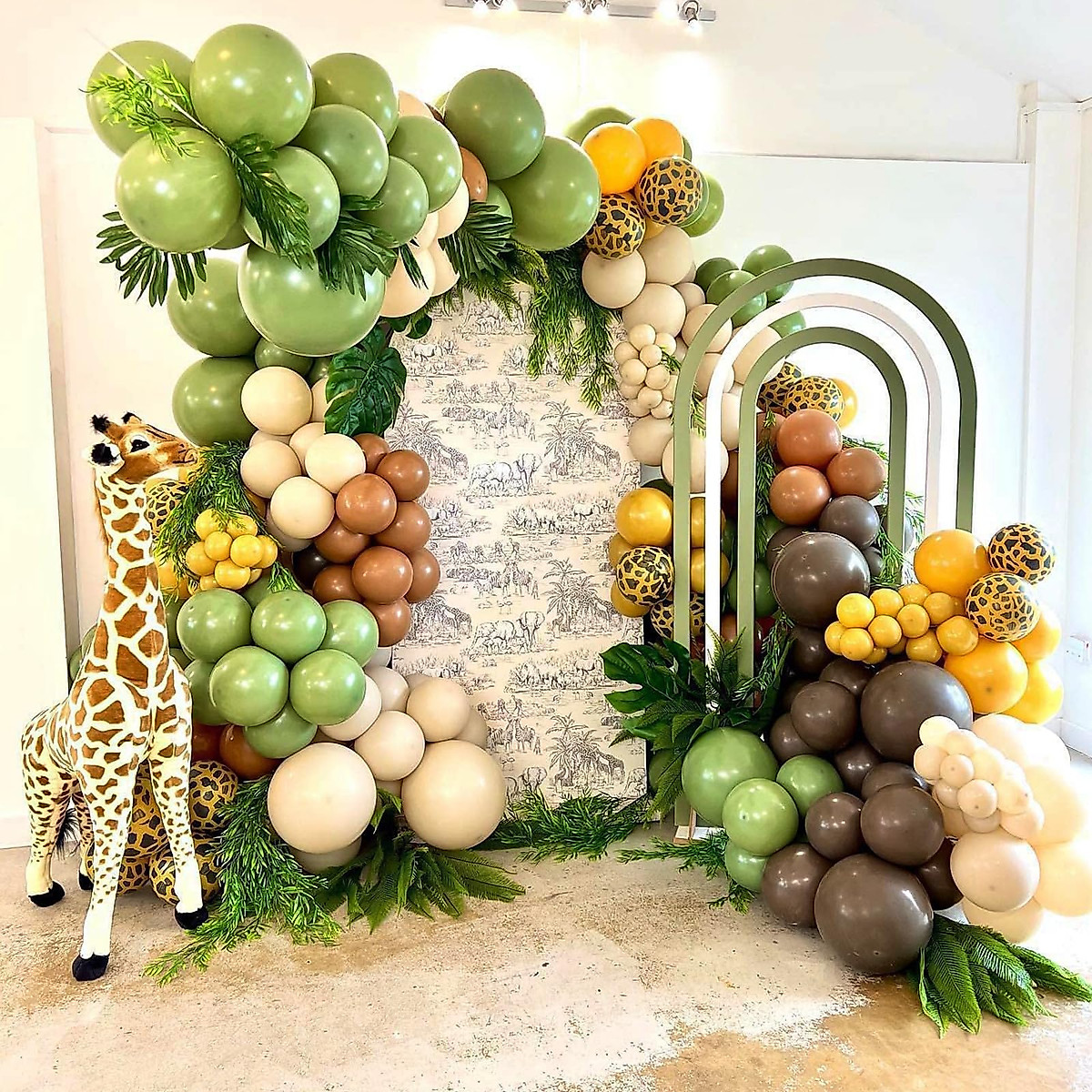 Retro Tan Balloons Different Sizes Cocoa Balloons 12 Inch 5 Inch 80 Pcs Tan Brown Balloon Garland for Happy Birthday Baby Shower Woodland Party Decorations