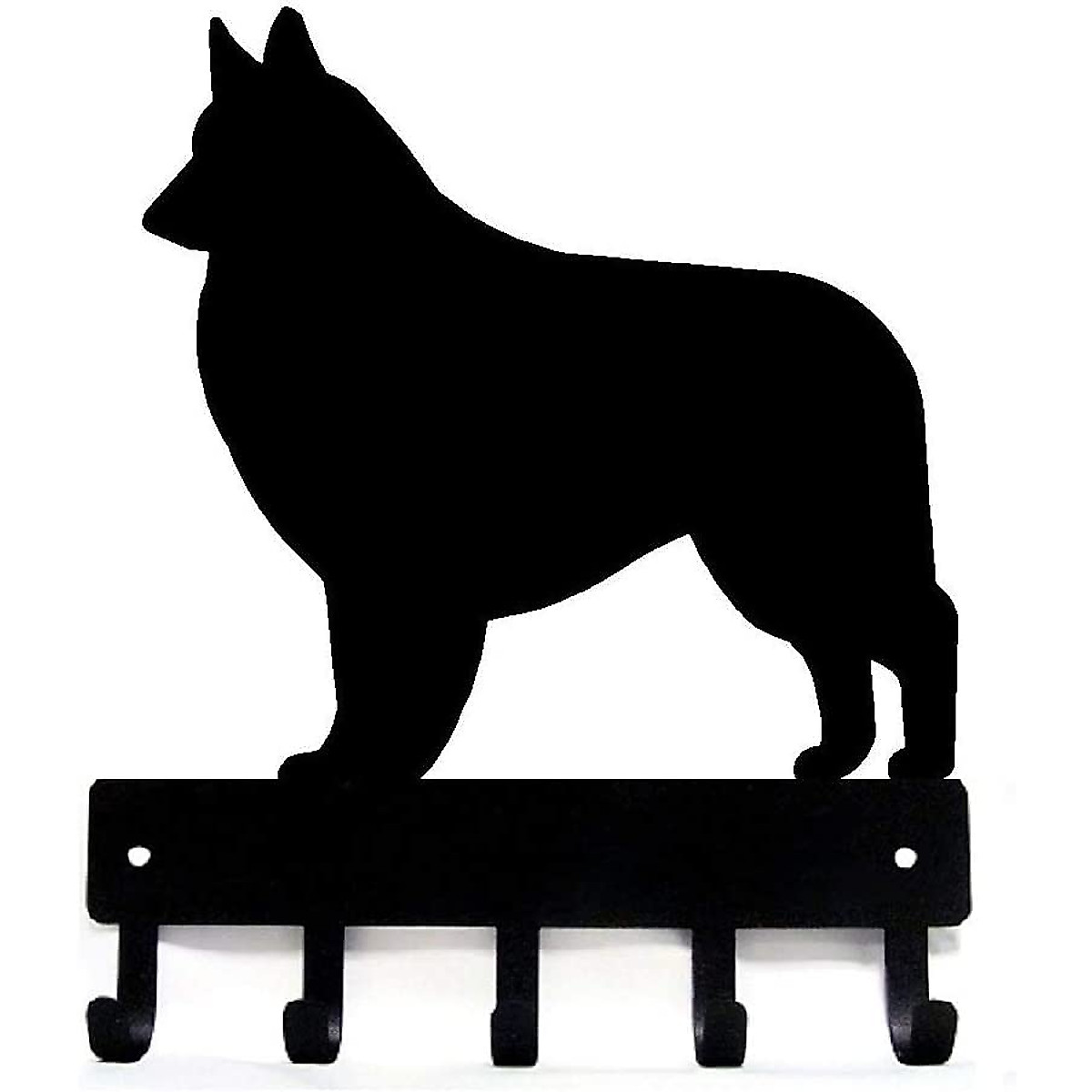 The Metal Peddler Belgian Tervuren Dog - Key Holder for Wall - Small 6 inch Wide - Made in USA; Gift for Dog Lovers
