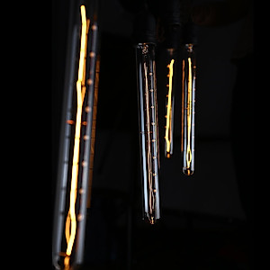 CTKcom T10/T300 40W Amber Vintage Edison Bulb， E26 Medium Base，2200K-2300K Tubular Bulb Nostalgic Tungsten Filament Antique Bulb Amber Glass for Industrial Wall Sconce Pendant Lighting-(4 Pack)