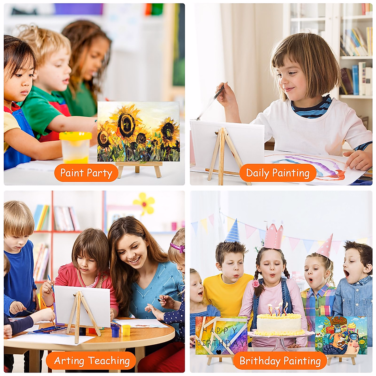 8 Pack 8x10 in Canvas Boards for Painting,Canvas for Painting with 9.5" Easel, Art Canvas Painting Kit with 10 Brushes & 2 Paint Tray for Kids Teenagers Acrylic Pouring Oil Water Color Gift…