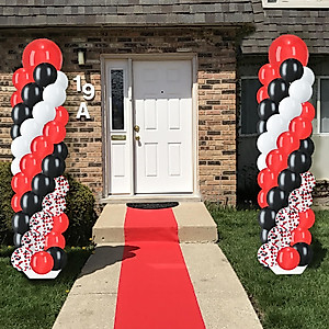 2 Sets Balloon Column Stand Kit with 100 Balloons 6 Ft Adjustable Balloon Stands Kit for Floor Red Black White Balloons Arch Column for Shower Birthday Graduation Racing Car Poker Card Decorations
