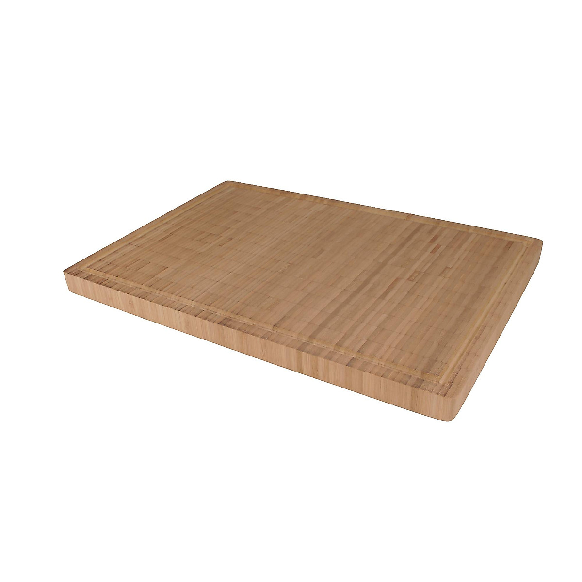 BambooMN Premium Bamboo End Grain Kitchen Cutting Board with Juice Grooves - 16.9" x 11.75" x 1" - 1 Piece