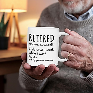 Retirement Coffee Mug For Men Women, Happy Retirement Mug 11 Oz With Keychain - Retired Coffee Cup, Retirement Gifts For Coworkers Friends Boss Family, Birthday Christmas Gift For Retired Man Woman