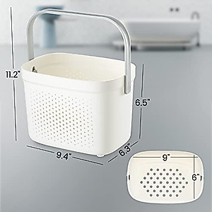 TAILI Portable Shower Caddy Basket Tote, Plastic Shower Basket with Handle, Dorm Room Essentials Toiletry Caddy for Dorm College Bathroom Cleaning Camping, Grey