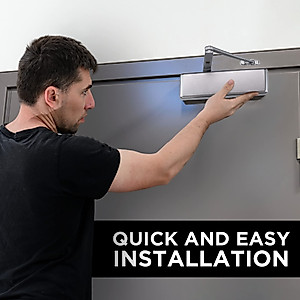 LYNN HARDWARE Extra Heavy Duty Commercial Door Closer, DC9016 Automatic Door Closer, Surface-Mounted Auto Door Closer, Size 1-6 Commercial Door Closer Heavy Duty for Heavy Traffic Areas, Aluminum