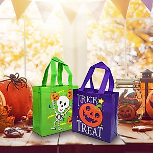 Eunvabir 20 Packs Halloween Non-Woven Bags for Kids, Reusable Trick or Treat Goodie Candy Snack Bags, Goodie Bag Fillers Tote Gift Bags for Party Favors/Classroom Prizes/Games