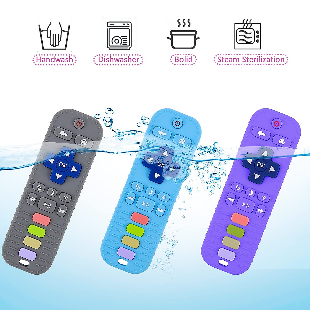 2 PCS Baby Remote Control Toy Remote Teether for Baby Teething Toys Soft Silicone Baby Teething Chew Toy for Babies Soft-Textured Teether, Baby Chew Toys Sensory Toys (2 Rmote)