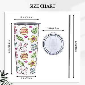 ayvcxui plants flower with easter eggs Stainless Steel Insulated Tumbler 20 Oz Water Bottle Coffee Mug Coffee Mug With Lid Straw Gifts