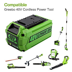 6.5Ah 40V 29472 29462 Replacement for Greenworks 40V Battery and Charger 29482, for GreenWorks 29472 29462 for GreenWorks 40V G-MAX Tools 29252 20202 22262, with 40V Grennworks Charger