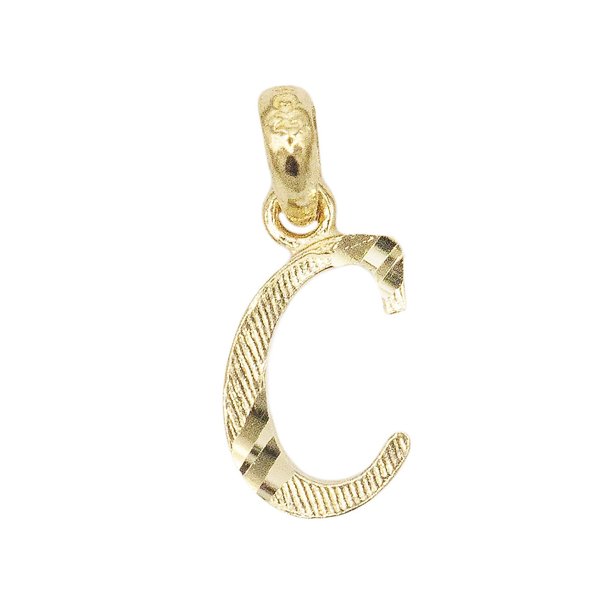 Dainty 10k Real Solid Gold Initial Charm Pendant Available in Other Letters, Alphabet Letter Jewelry Small in Size (C)