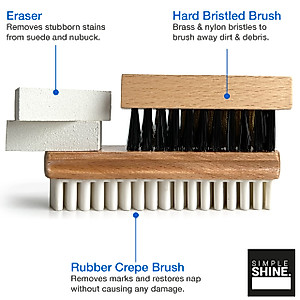 Simple Shine. Suede Shoe Cleaner - Premium Suede Brush Nubuck Cleaner Crepe Brush and Suede Eraser Set | Suede Brush for uggs | Complete Shoe Cleaning Bristle Brushes Kit for Nap Care