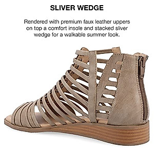 Journee Collection Women's Delilah Tru Comfort Foam Wide Width Gladiator Sliver Wedge Sandals - Taupe - Size: 8.5 Wide