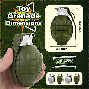 Liberty Imports 4 Pack Kids Toy Military Army Pretend Play Plastic Hand Grenades with Realistic Sound Effects