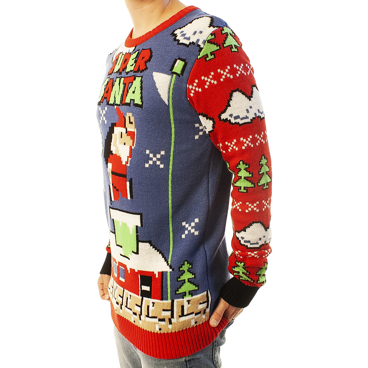 Ugly Christmas Party Sweater Unisex - Super Santa -Medium Super Santa Blue