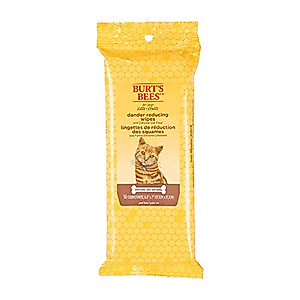 Burt's Bees for Cats Natural Dander Reducing Wipes | Kitten and Cat Wipes for Grooming | Cruelty Free, Sulfate & Paraben Free, pH Balanced for Cats - Made in USA - 2 Pack
