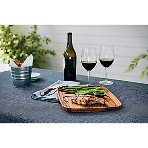 Ironwood Gourmet Fort Worth Steak Plate with Juice Channel, Acacia Wood 13 x 11 x 0.75 -inches