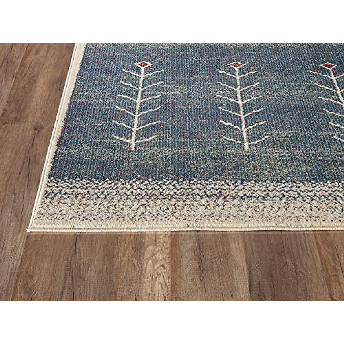 Abani Southwestern Distressed Vintage Style Area Rug, Mesa Collection - Blue & Beige Plant Stalk Design 6'x9' Accent Rug Rugs