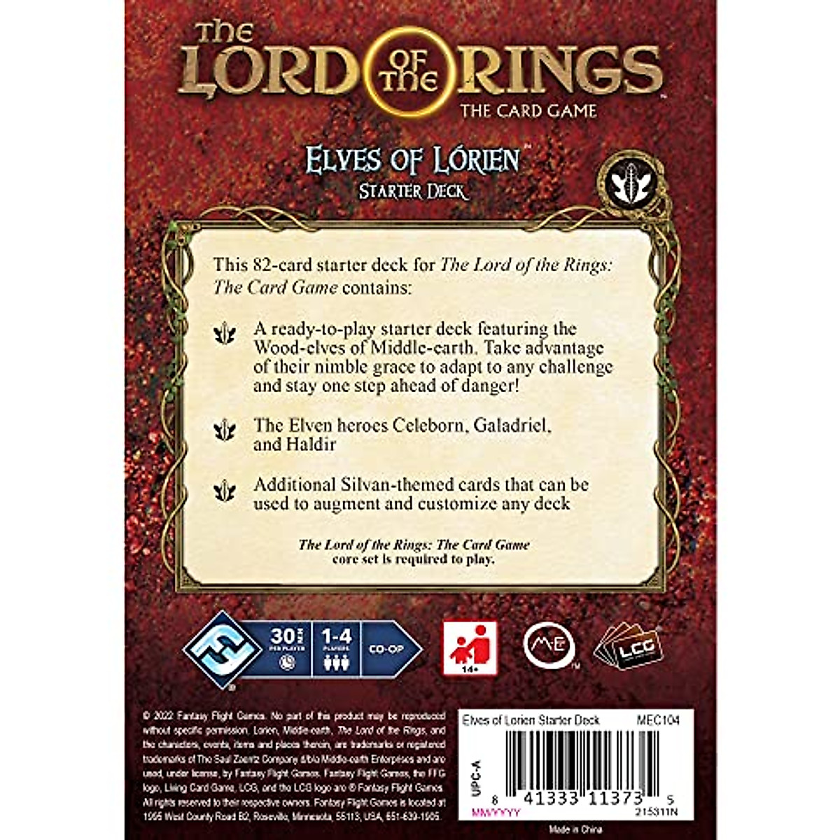 The Lord of the Rings The Card Game Elves of Lorien STARTER DECK - Cooperative Adventure Game, Strategy Game, Ages 14+, 1-4 Players, 30-120 Min Playtime, Made by Fantasy Flight Games