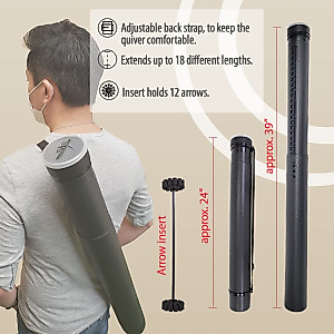 SAS Adjustable Archery Arrow Case Carrier with Strap (Tube with Insert)