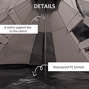 Outsunny 12Ft Camping Tent 6-7 Person 4 Season with 8 Mesh Windows, Outdoor Teepee Tent with Waterproof Material for Family and Friends Camping