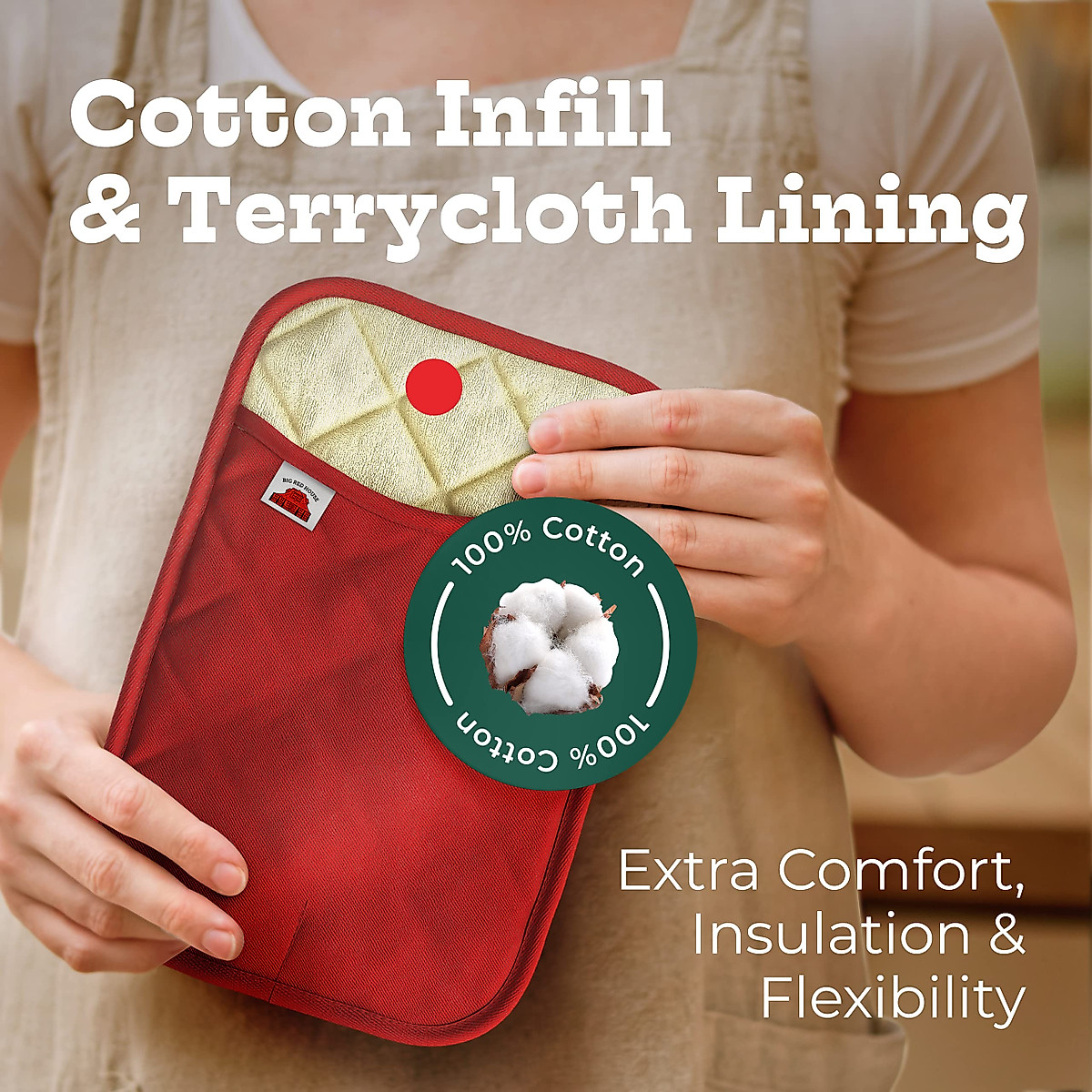 Pot Holders for Kitchen Heat Resistant, Set of 2, Silicone Pot Holders for Kitchen and Baking, Red