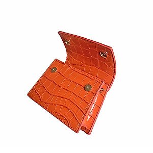 Cute Purse Mini Crossbody Bags for Women Top Handle Clutch Handbag (Orange-large)