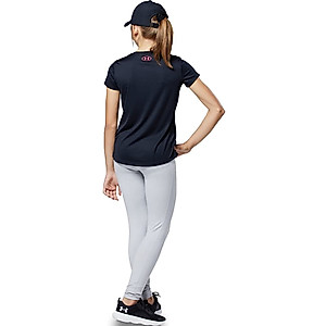 Under Armour Girls Tech Sportstyle Big Logo Short Sleeve T-shirt, Black (002)/Cerise, Youth X-Large