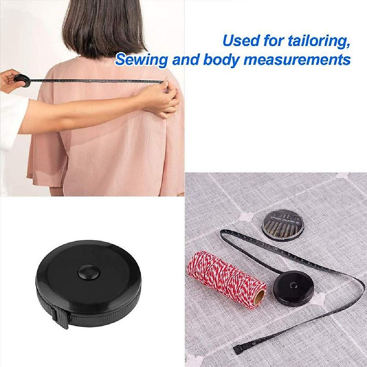 GDMINLO Soft Tape Measure Retractable Measuring for Body Fabric Sewing Tailor Cloth Knitting Craft Weight Loss Measurements Retractable Black Dual Sided Tape Measure Body Measuring 1 Pack