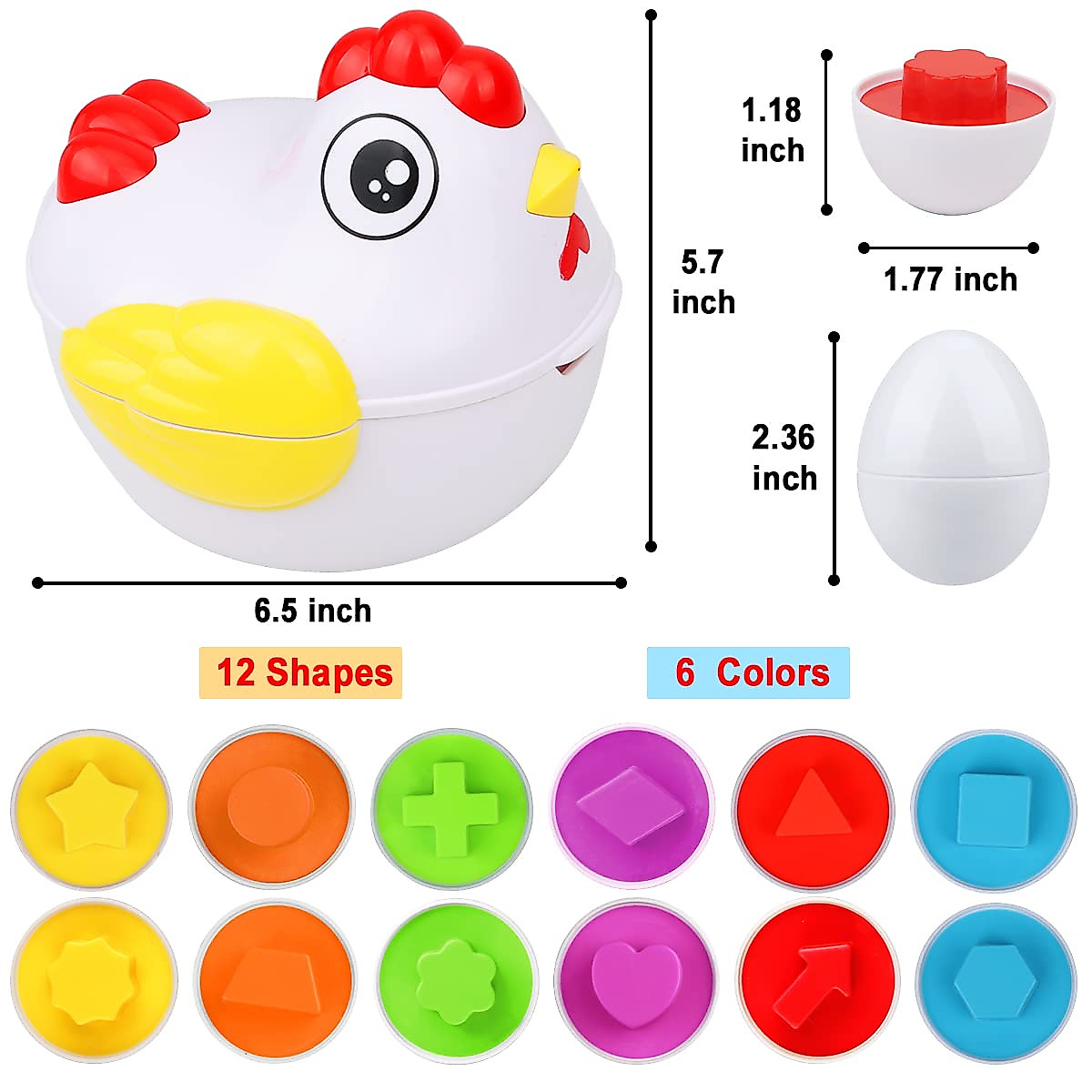 Chicken Eggs Easter Toys Gifts for Toddlers, Easter Basket Stuffers Baby Toddler Toys with 12 Matching Eggs and Hen Case, Educational Toys for Kids Boys Girls 18 Month 2 3 Years Old