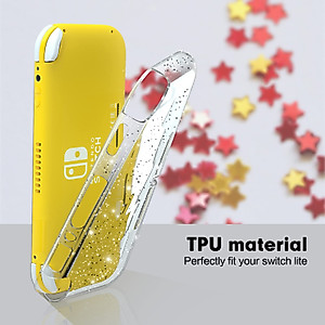 Switch lite Protective Case, Switch lite Clear Glitter Case, Shiny Sparkly Switch Lite TPU Cover - 1 Pack