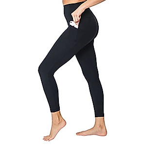 Yogalicious Lux High Waist Elastic Free Side Pocket Ankle Legging - Black - Medium