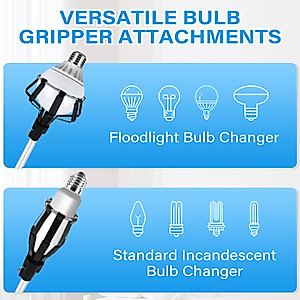 18FT Reach Light Bulb Changer for High Ceilings,12FT Telescopic Extension Pole for High Ceilings and Recessed Lights,High Reach Light Bulb Changer with Baskets and Suction Cup,Light Bulb Removal Tool