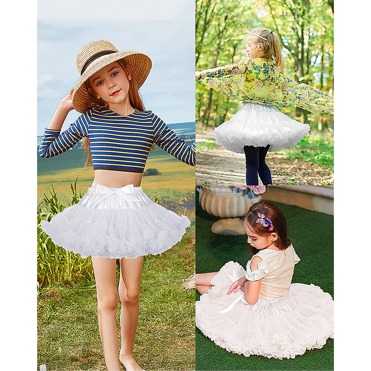 Baby Girl's Tutu Petticoat Skirts,Fluffy Soft Infant Tulle Tutus Underskirt,Ballet Pettiskirt for Little Girl for Birthday Party (M, White, m)