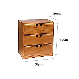 BIZOLE Desktop File Cabinet, Multilayer Wood Desktop Organizer Storage Box with Drawers for Monitor Stand/Printer Platform (Size : 3 Layer)