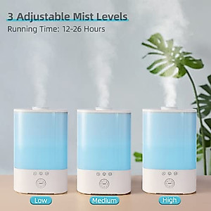 Cool Mist Humidifiers 3.5L Top Fill Humidifiers for Bedroom with Essential Oil Diffuser, 7-Color Lights, Timer, Waterless Auto Shut-off, White