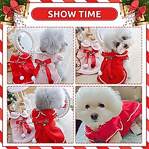 BAEJMJK Dog Winter Dress Bowknot Warm Girl Puppy Christmas Dress Cute Doggie Clothes for Small Dogs Cats Rabbit(Red,Large)