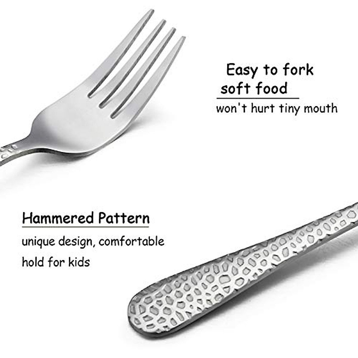 12-Piece Kids Toddler Fork Set, HaWare Stainless Steel Preschooler Utensils Mini Flatware Set, Hammered Pattern(Adult Look) Cutlery, BPA Free and Dishwasher Safe